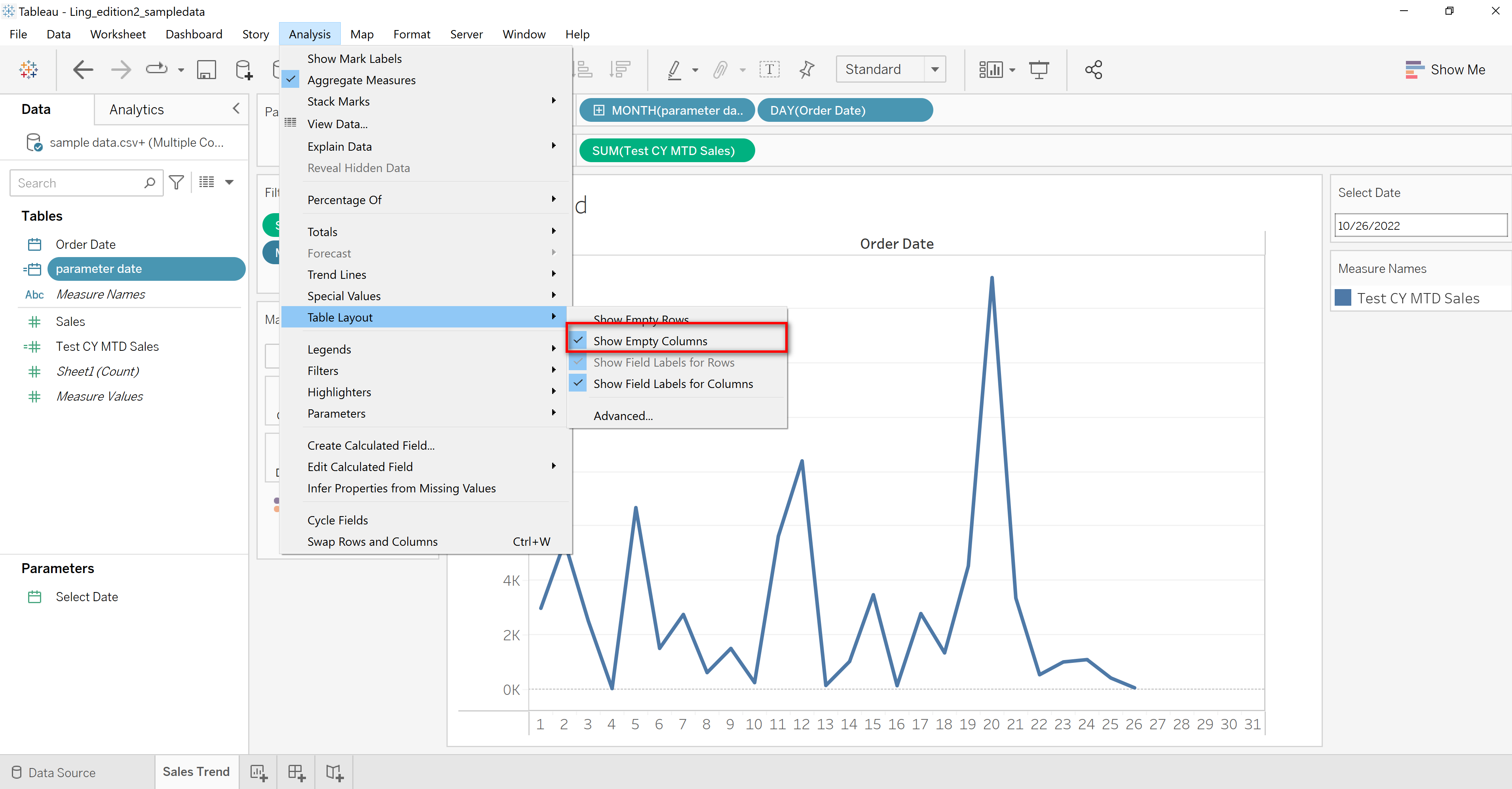 How To Show Exact Days For Selected Month On X Axis And The Line Graph