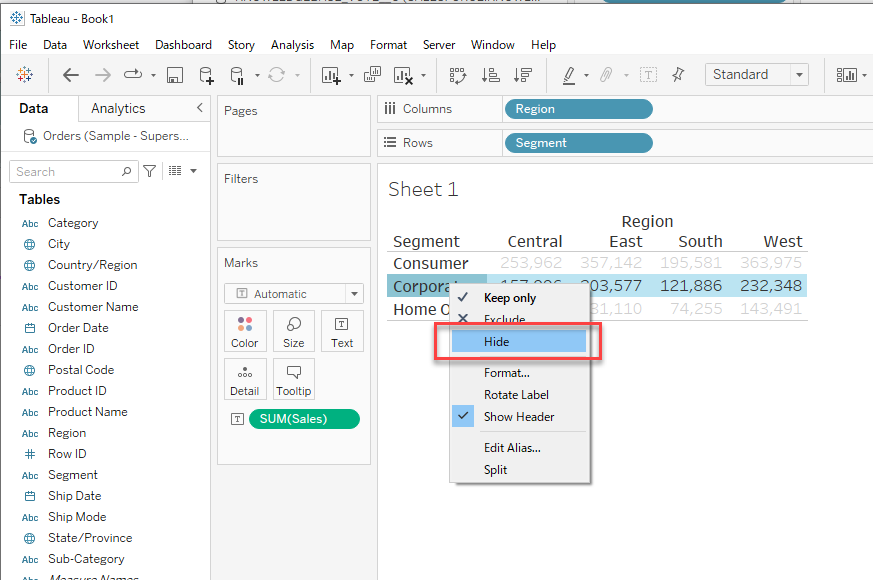 Hide A Dimension Value From The View Tableau Software
