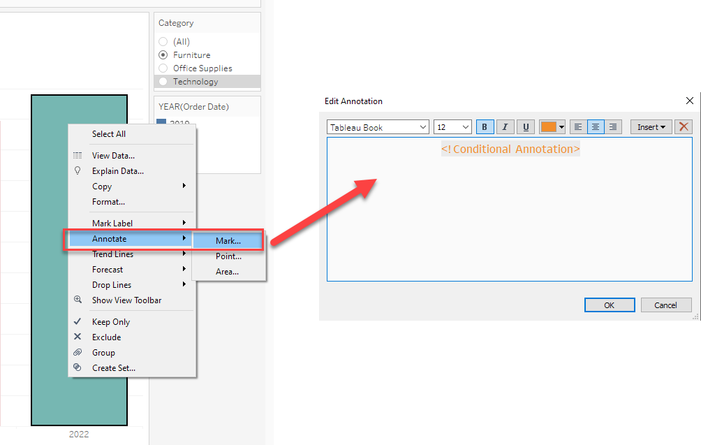 필터를 사용하여 조건부 주석 표시 Tableau Software