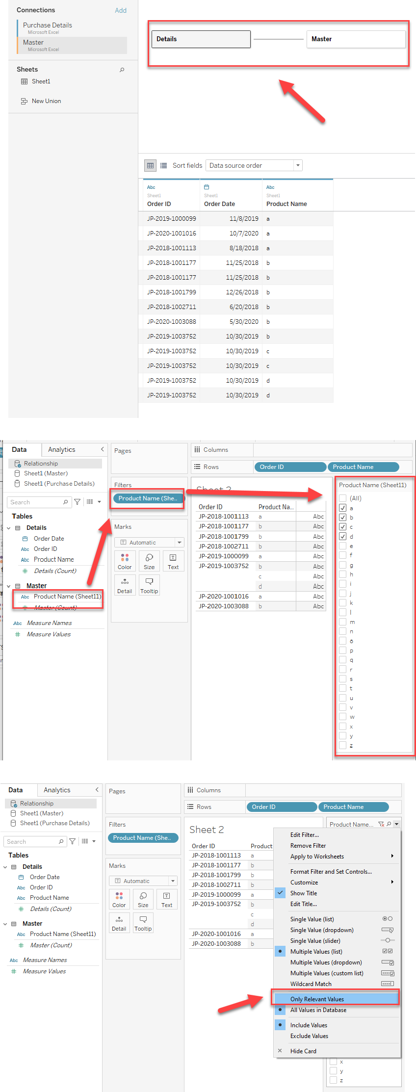 How To Show Only Relevant Values In Filter When Using Data Blend
