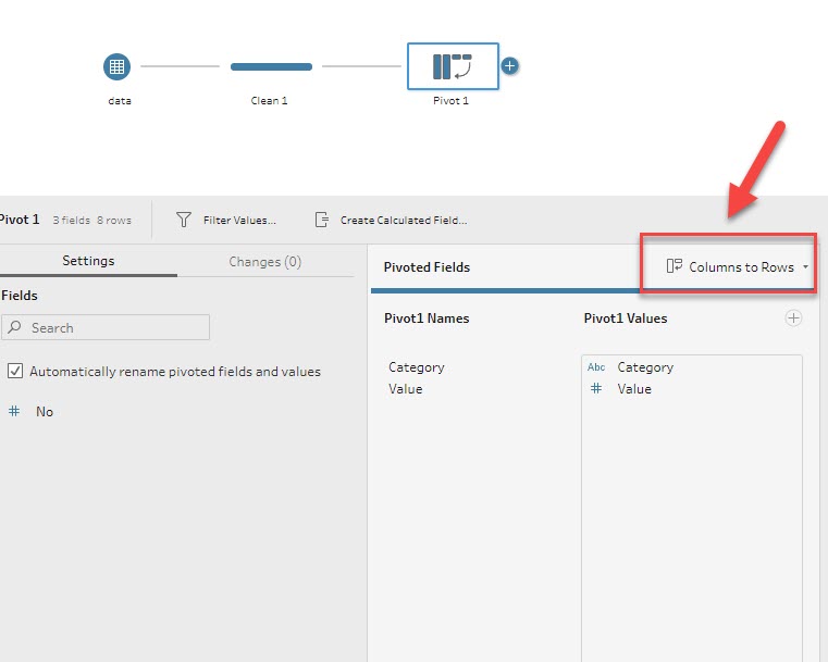 How To Transpose Rotate Data From Rows To Columns Or Vice Versa In Tableau Prep Tableau Software 
