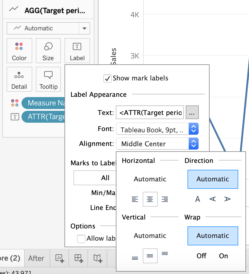 矢印付きの直線を使用してターゲット期間を示す方法 Tableau Software