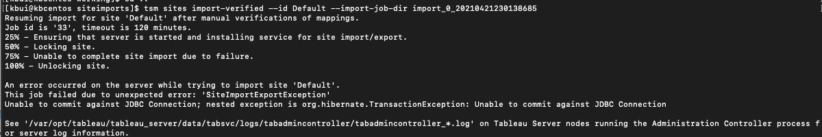 Site Import Failing With Error Error Insert Or Update On