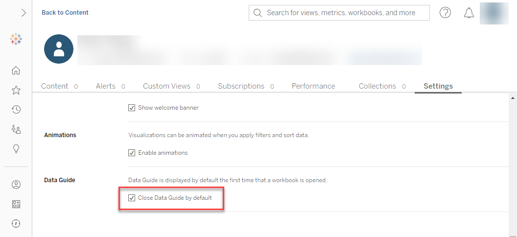 Data Guide Pane Is Displayed By Default After Upgrade To Tableau Server
