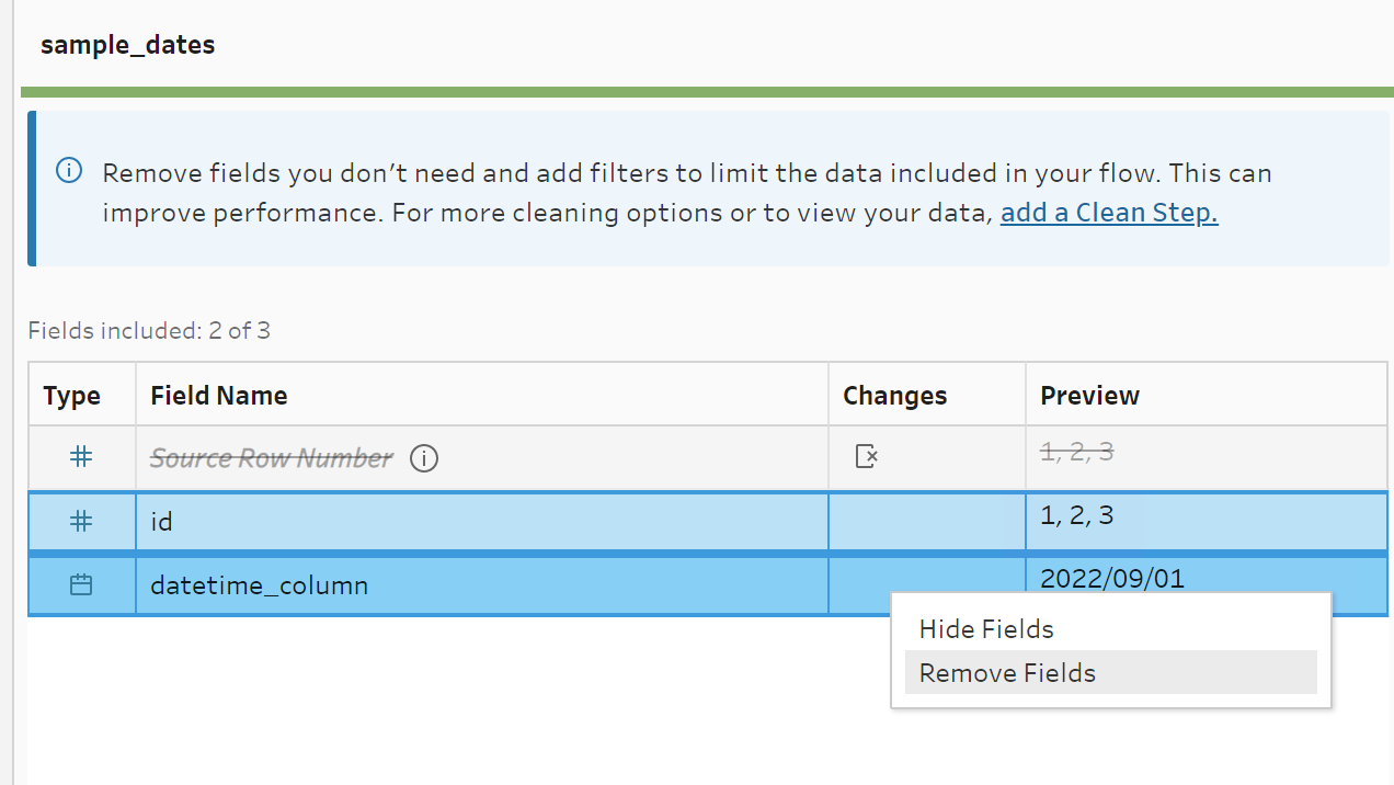 There Are No Checkboxes Available To Select Fields From Tableau Prep Builder 2023 1 0 Tableau