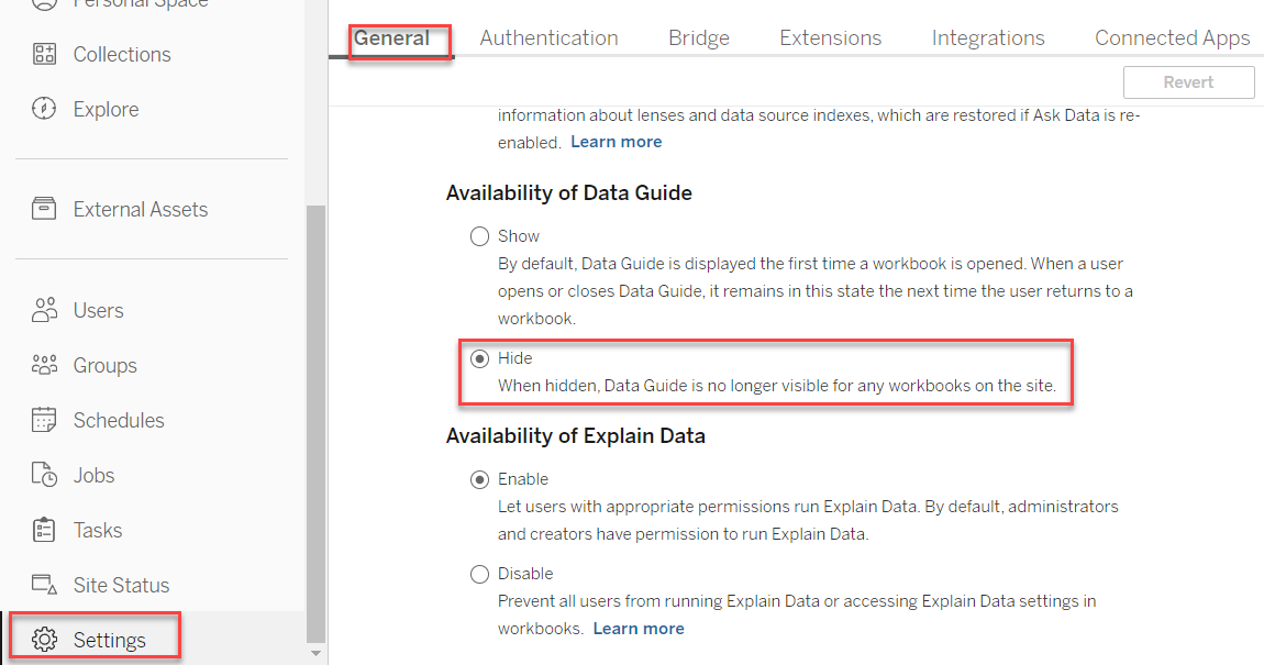Data Guide Pane Is Displayed By Default After Upgrade To Tableau Server